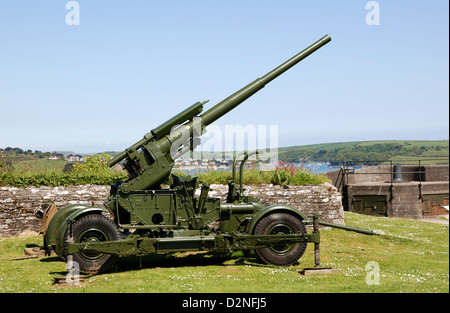 World War Two anti-aircraft gun or ack-ack gun on display at a WW2 re ...