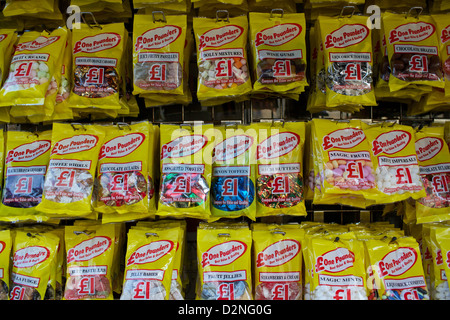One Pound bags of sweets at the seaside, UK Stock Photo - Alamy