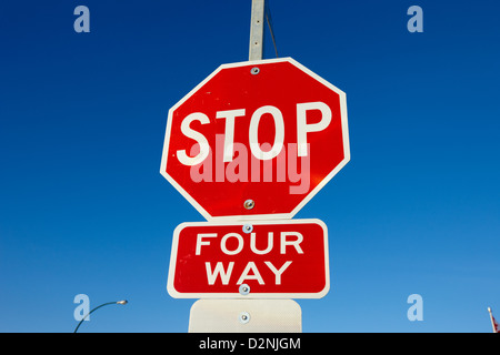 four way stop sign with crosswalk Canada Stock Photo - Alamy