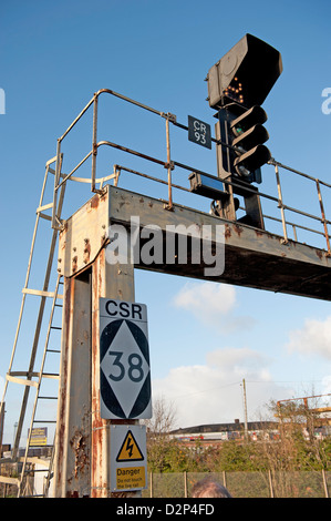Three Aspect Colour light railway signals Stock Photo - Alamy