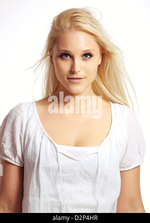 portrait of beautiful charming woman with hair accessory, christmas ...