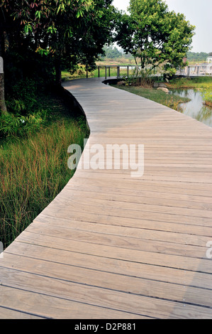 Hong Kong Wetland Park wooden walk way Stock Photo - Alamy