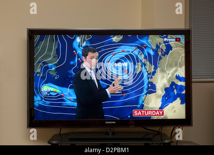 TV screen showing BBC weather forecast Stock Photo - Alamy