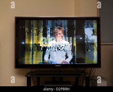 breakup of digital television signal shown on the screen Stock Photo ...
