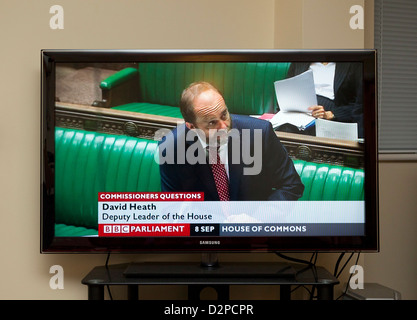BBC Parliament TV channel showing David Cameron Stock Photo - Alamy