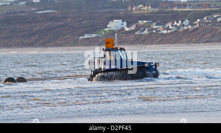 the filey lifeboat tractor is been put into action Stock Photo - Alamy
