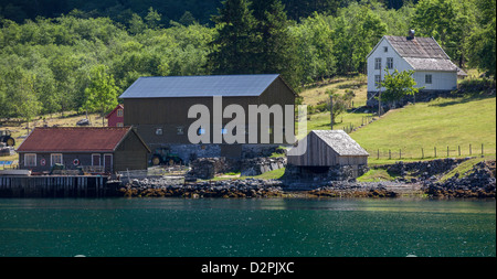 A small farm along the Nærøyfjord, between Gudvangen and Flåm Norway ...