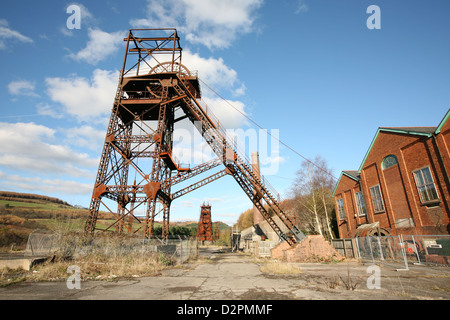 Cefn Coed Mining museum, Crynant, Neath Valley, winding gear shaft head ...