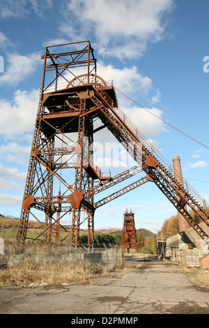 Cefn Coed Mining museum, Crynant, Neath Valley, winding gear shaft head ...