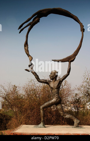 Statue in a garden, Garden of Five Senses, Saidul Ajaib, New Delhi ...