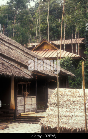 Traditional native housing displayed in the Sarawak Cultural Village ...