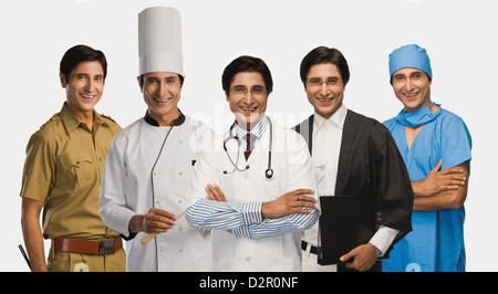 Multiple images of a man in different occupations uniforms Stock Photo ...