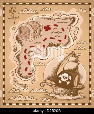 Treasure map theme image 6 - picture illustration Stock Photo - Alamy