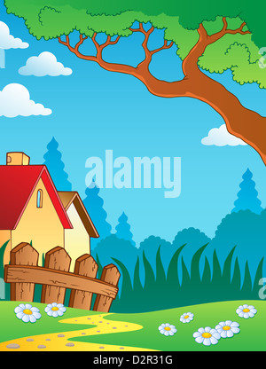 Spring theme landscape 7 - picture illustration Stock Photo - Alamy