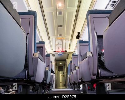 Aisle and Seats in a Passenger Train Car, USA Stock Photo - Alamy