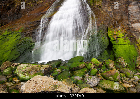 Blumenthal Falls (Oswald West State Park) along the Oregon coast. USA ...