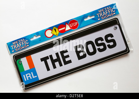 The Boss metal traffic signs Stock Photo - Alamy