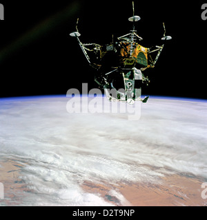 Apollo 9 Lunar Module, Spider, in a lunar landing configuration, as ...