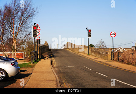 The A149 road bridge with traffic over the River Thurne at Potter ...