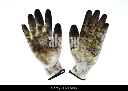 two dirty white gloves Stock Photo - Alamy