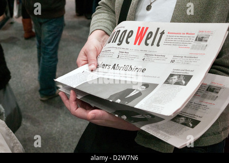 Leipzig, Germany, daily newspaper junge Welt will be distributed at the ...