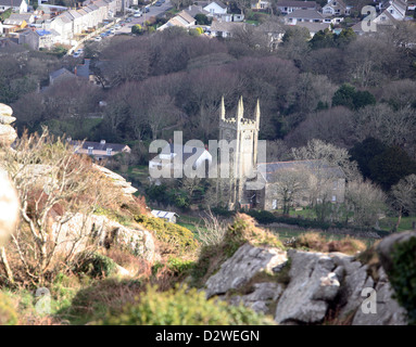 View from Carn Brae over Camborne / Redruth Cornwall Stock Photo - Alamy