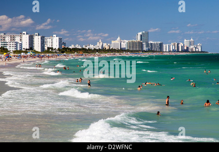 Crowded beach, Miami Beach, Florida, USA Stock Photo - Alamy
