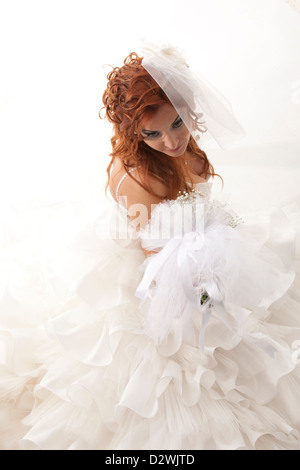 Photo of charming pretty woman wear blue sweater arm spectacles empty ...