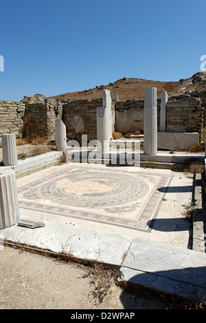 Delos. Greece. House of the Dolphins. The central peristyle mosaic ...