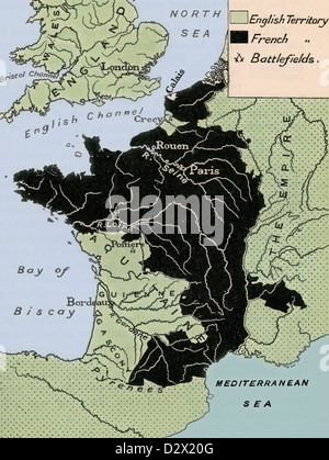 Map showing the English dominions in France at the time of the Treaty ...