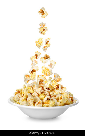 Falling popcorn, isolated on white background, clipping path, full ...
