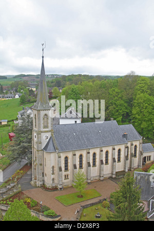 Church in the village of Useldange, Luxembourg (viewed from Useldange ...