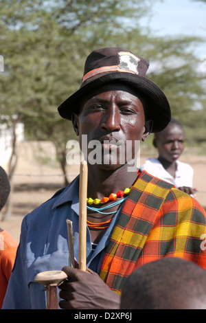 Africa Kenya Turkana District in northwest Kenya Old man sitting in the ...