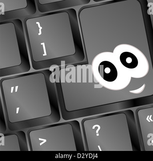 Computer keyboard with smile key Stock Photo - Alamy