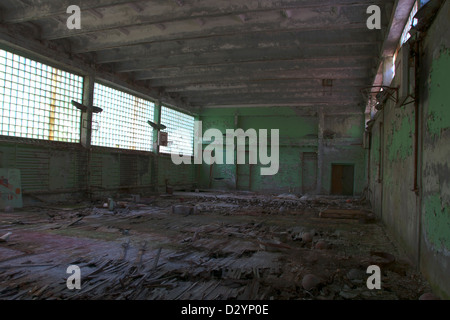 Chernobyl disaster results. This is conference hall in abandoned school ...