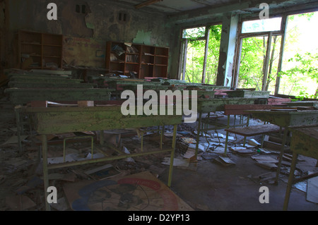 Chernobyl disaster results. This is conference hall in abandoned school ...