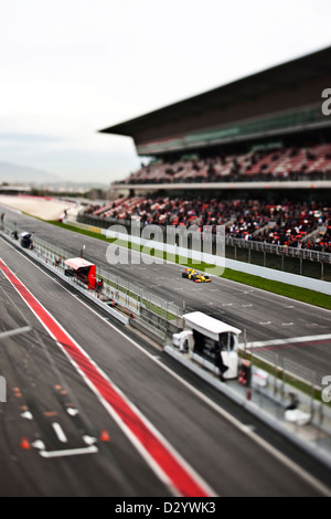 View from the perspective of a racing driver on the long start-finish ...