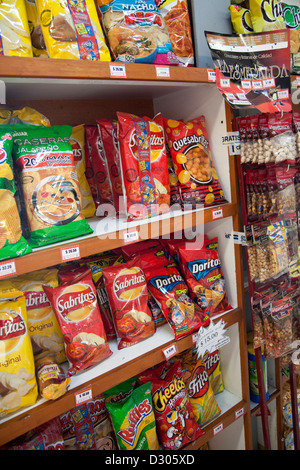 Various crisps/Potato chips on a supermarket shelf in Norwich Norfolk ...