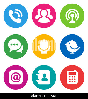 color circular communication icons isolated on white background Stock ...