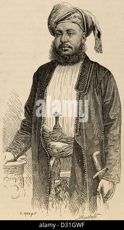 Bargash bin Said (1837-1888). Sultan of Zanzibar. Engraving of The ...