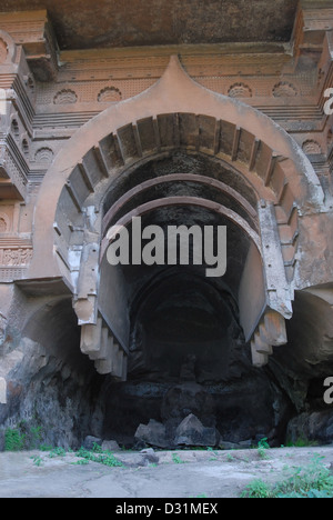 Facade of Cave 2, a Buddhist chaitya or shrine hall, in the Western ...