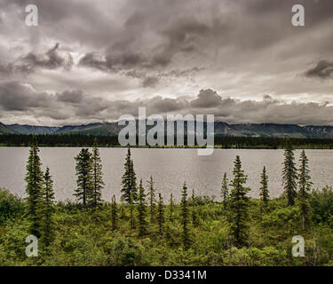 June 28, 2012 - Broad Pass, Alaska, US - Summit Lake in Broad Pass, at ...