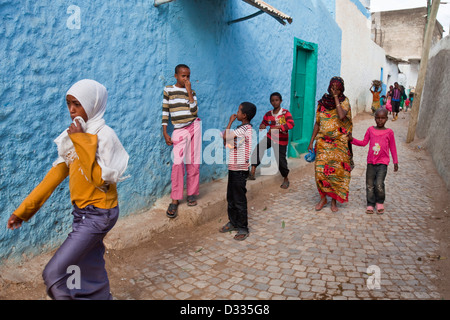Colourful Street Scene, Jugol (Old Town) Harar, Ethiopia Stock Photo ...