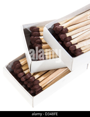Pile of match stick isolated in white background. Red sulphur ...