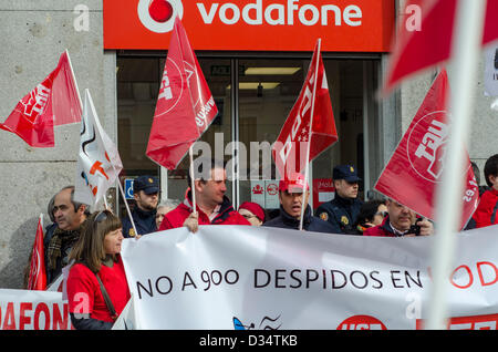 Madrid, Spain. 9th February 2013. Vodafone workers protest by one ...