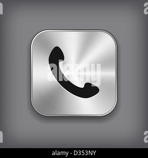 Phone icon - metal app button Stock Photo - Alamy