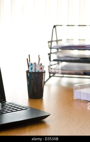 In and out desk trays in an office over white background Stock Photo ...
