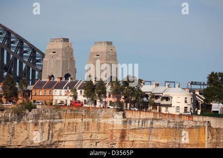 Historic houses on Millers Point Sydney Australia with Sydney Harbour ...