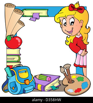 School theme frame 5 - color illustration Stock Photo - Alamy