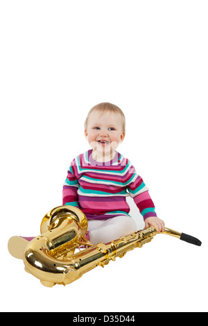 little girl with saxophone Stock Photo - Alamy